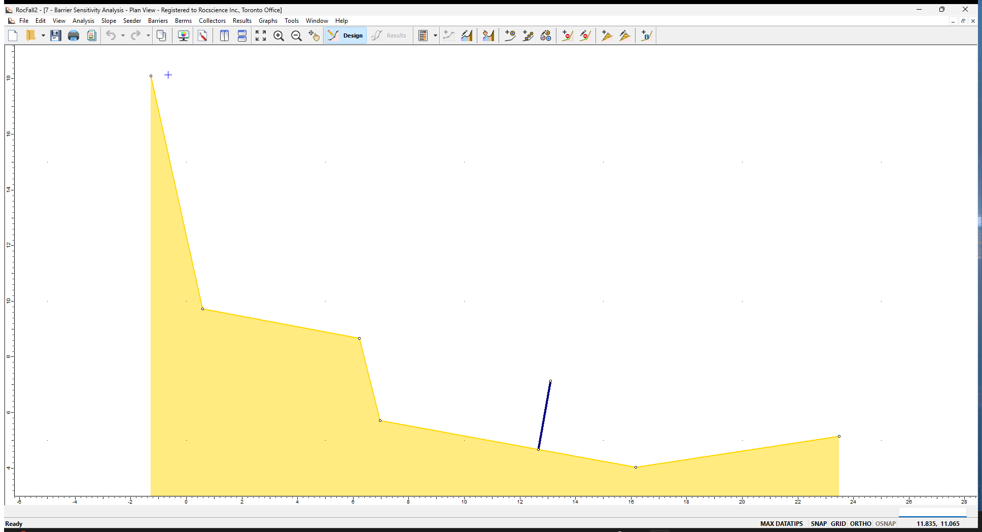 RocFall2 Tutorials | 7 - Barrier Sensitivity Analysis